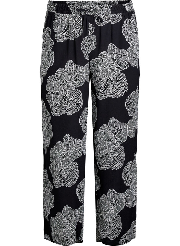 Loose viscose pants with print - Black - Sz. XXL - Zizzi