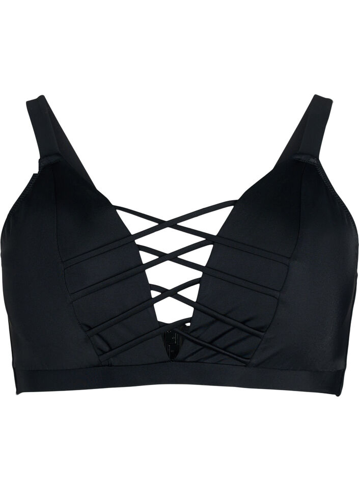 Bikini top with string detail - Black - Sz. 40-64 - Zizzi